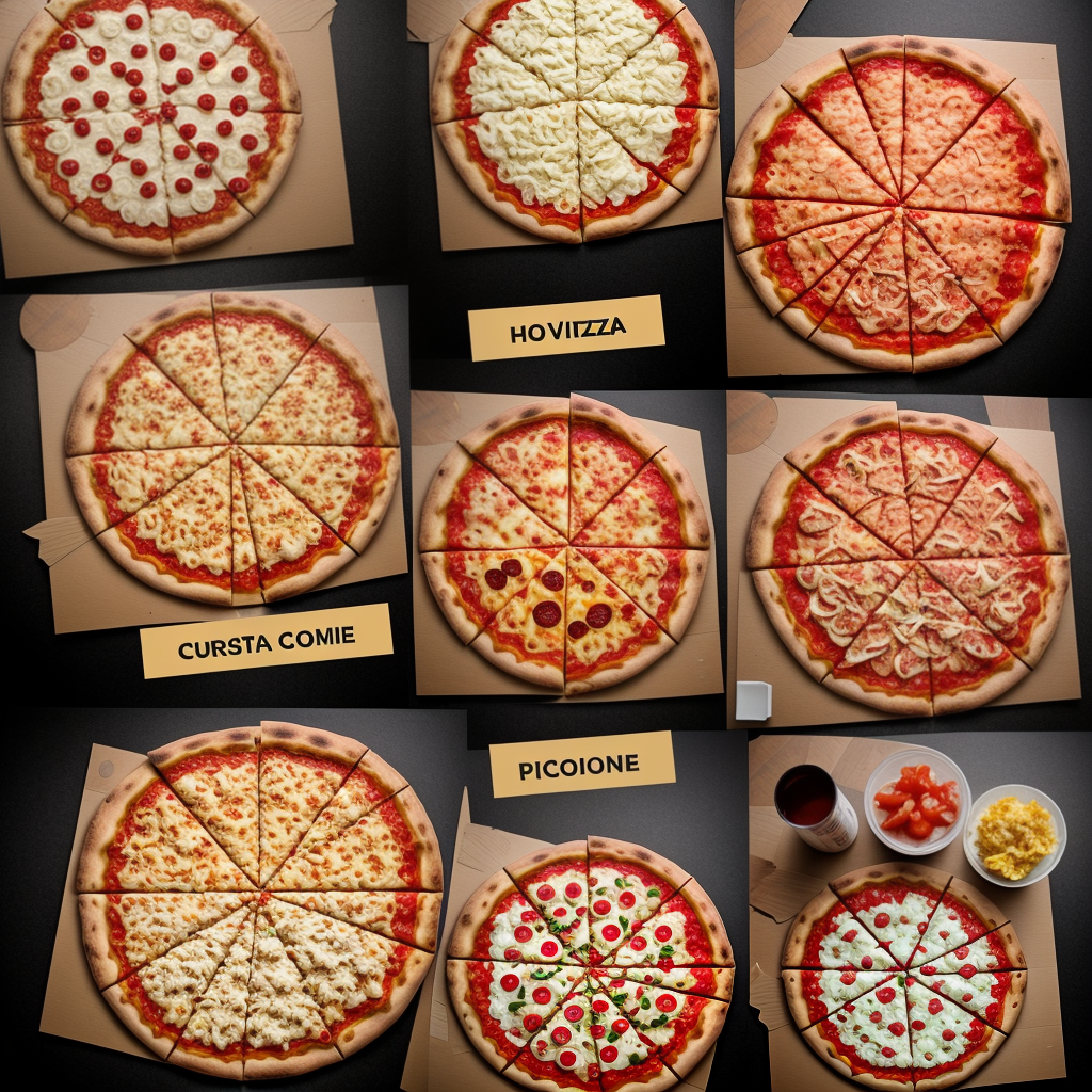 A Colorful Variety of Delicious Pizzas Presented in Tasty Slices