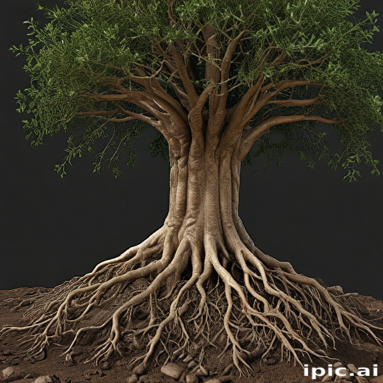 A Majestic Tree with Thick Roots and Lush Green Foliage Displaying ...