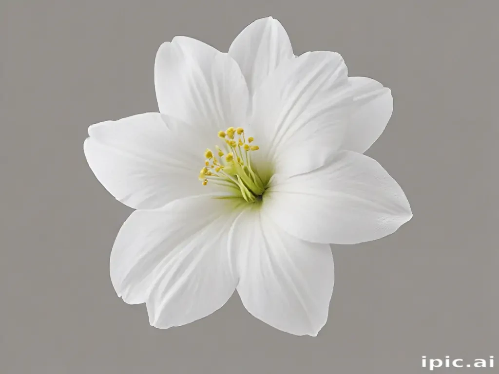 A Beautiful White Flower with Delicate Petals and Vibrant Yellow Stamen.