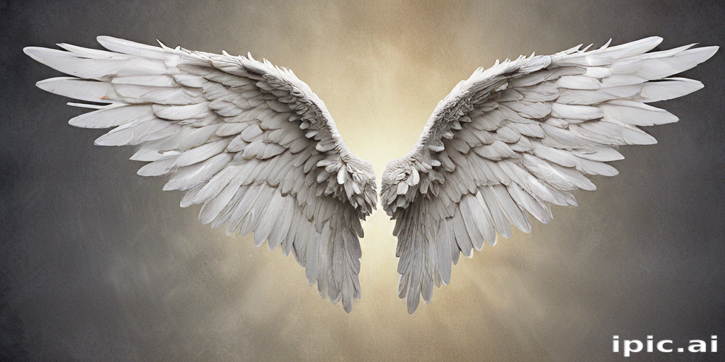 Majestic White Wings Spreading Wide Against a Soft Golden Background