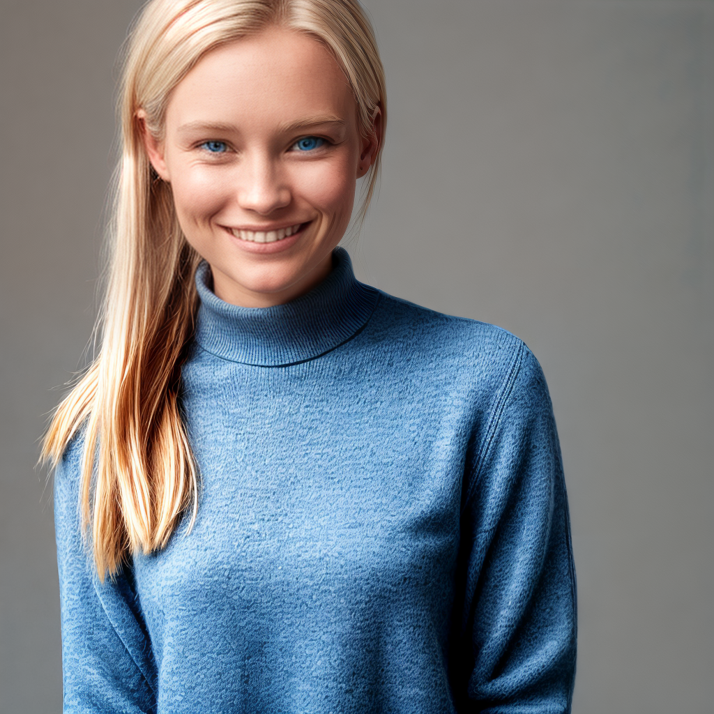 shy smiling Scandinavian female with blonde hair blue eyes full face ...