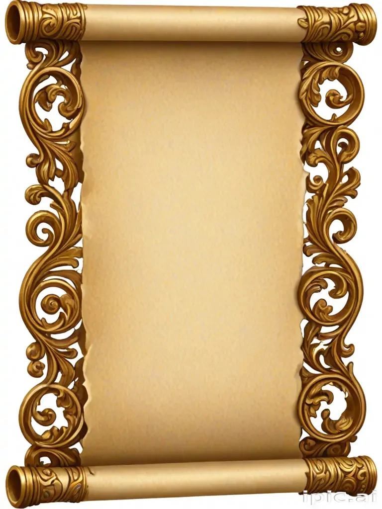 Elegant Vintage Scroll with Intricate Golden Decorative Borders and ...