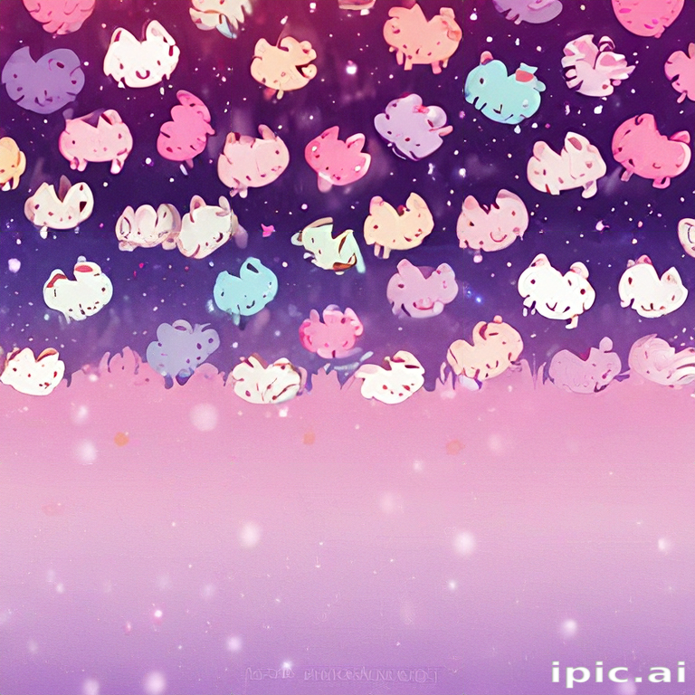 Whimsical Dreamland Filled with Colorful Floating Cats Against a Starry Sky