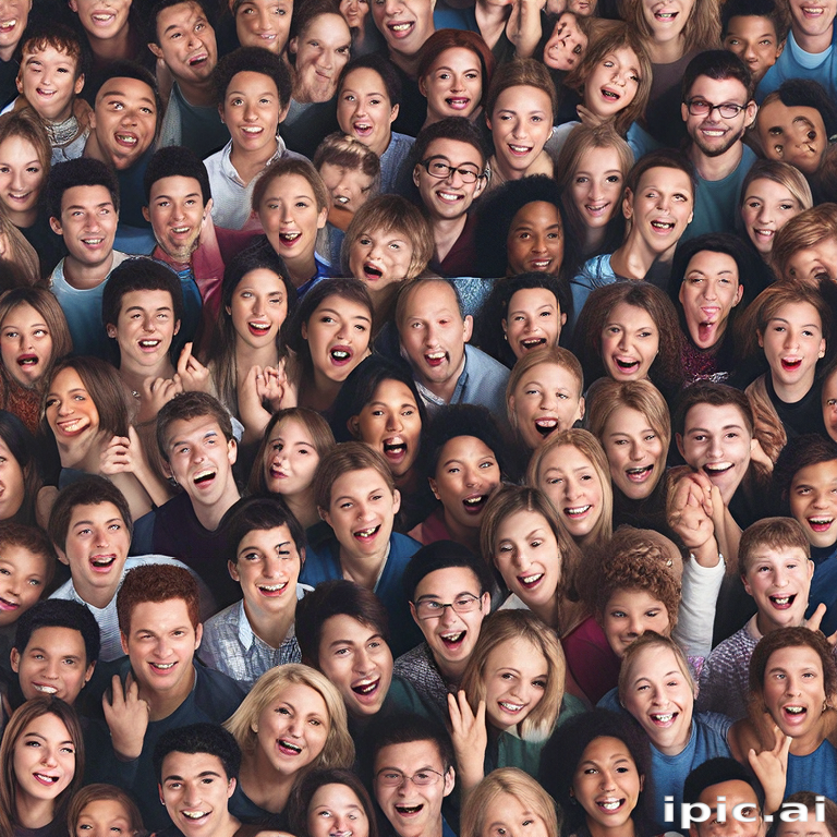 A Diverse Group of People Expressing Joy and Excitement Together in Unity.