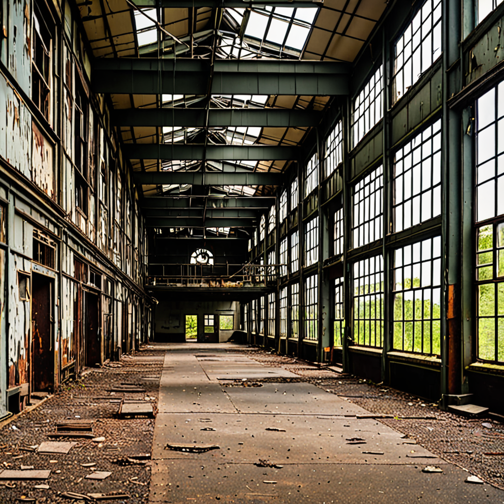 inside disused spooky factory
