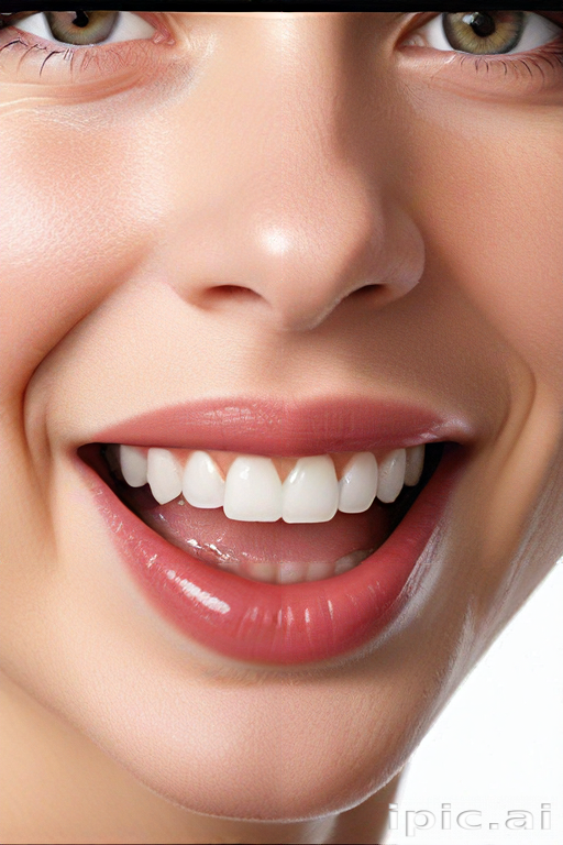 Radiant Smile: Close-Up of a Happy Woman with Gleaming Teeth