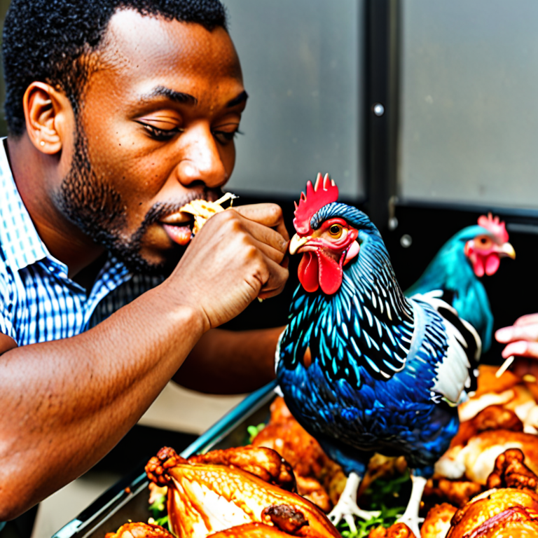 Black people enjoying sniffing chicken