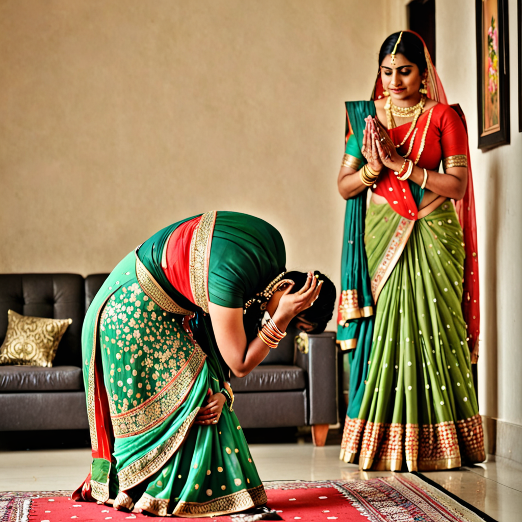 Indian bhabhi bowing down