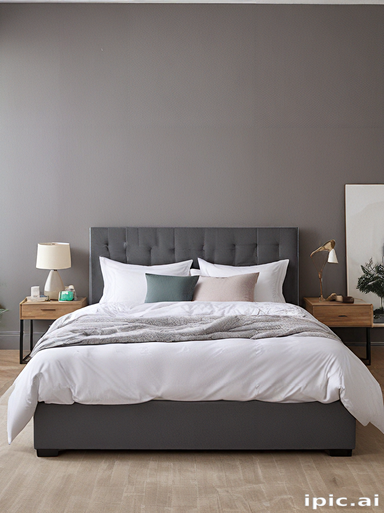 Cozy and Modern Bedroom Setup with Stylish Bedding and Elegant Decor