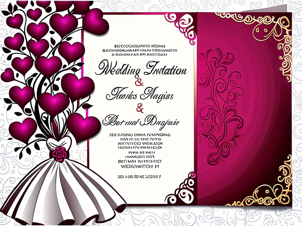 Elegant Wedding Invitation Featuring Heart-Shaped Designs and Beautiful ...