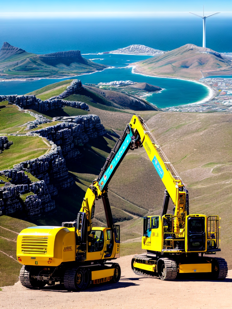 Cherry Picker machines in the colour Yellow on Table Mountain Cape Town ...