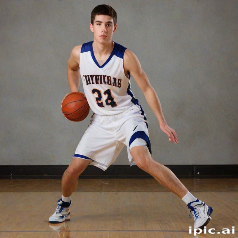 Dynamic Basketball Player in Action, Preparing for a Fast Break Play