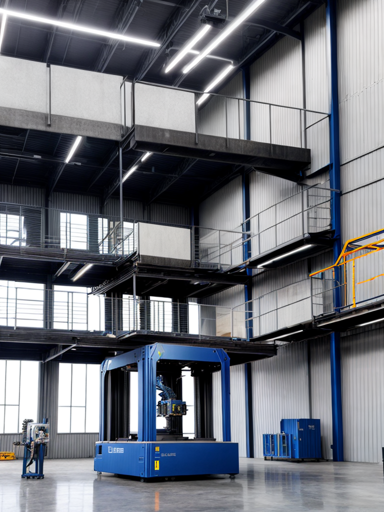 A sophisticated industrial large-scale 3d printer robot in a vast ...