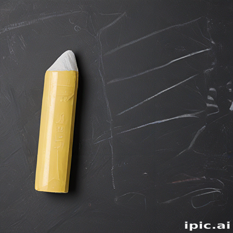 A Bright Yellow Chalk Piece Resting on a Dark Chalkboard Surface