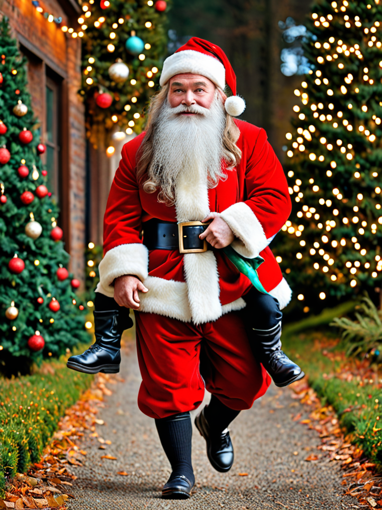 dwarf giving santa a piggyback