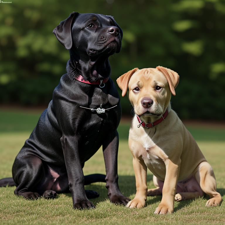 Two Adorable Dogs Sitting Together in a Beautiful Outdoor Setting.