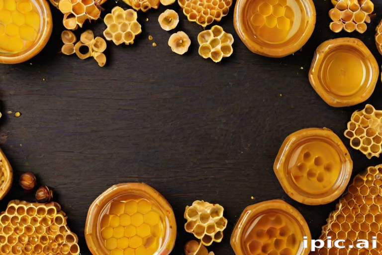Beautiful Arrangement of Honeycomb and Honey in Various Containers on ...