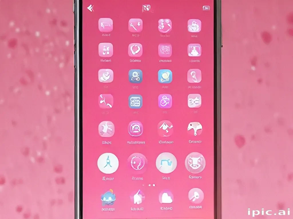 A Vibrant Pink User Interface Featuring Various Colorful App Icons on ...