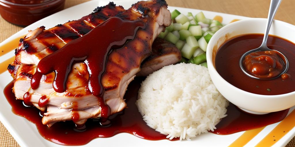 Deliciously Grilled Chicken Breast with Rice and Tangy Barbecue Sauce ...