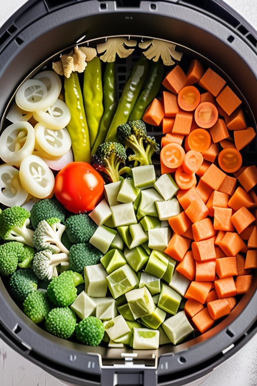 Colorful Array of Fresh Vegetables Prepared for Healthy Cooking in Air ...