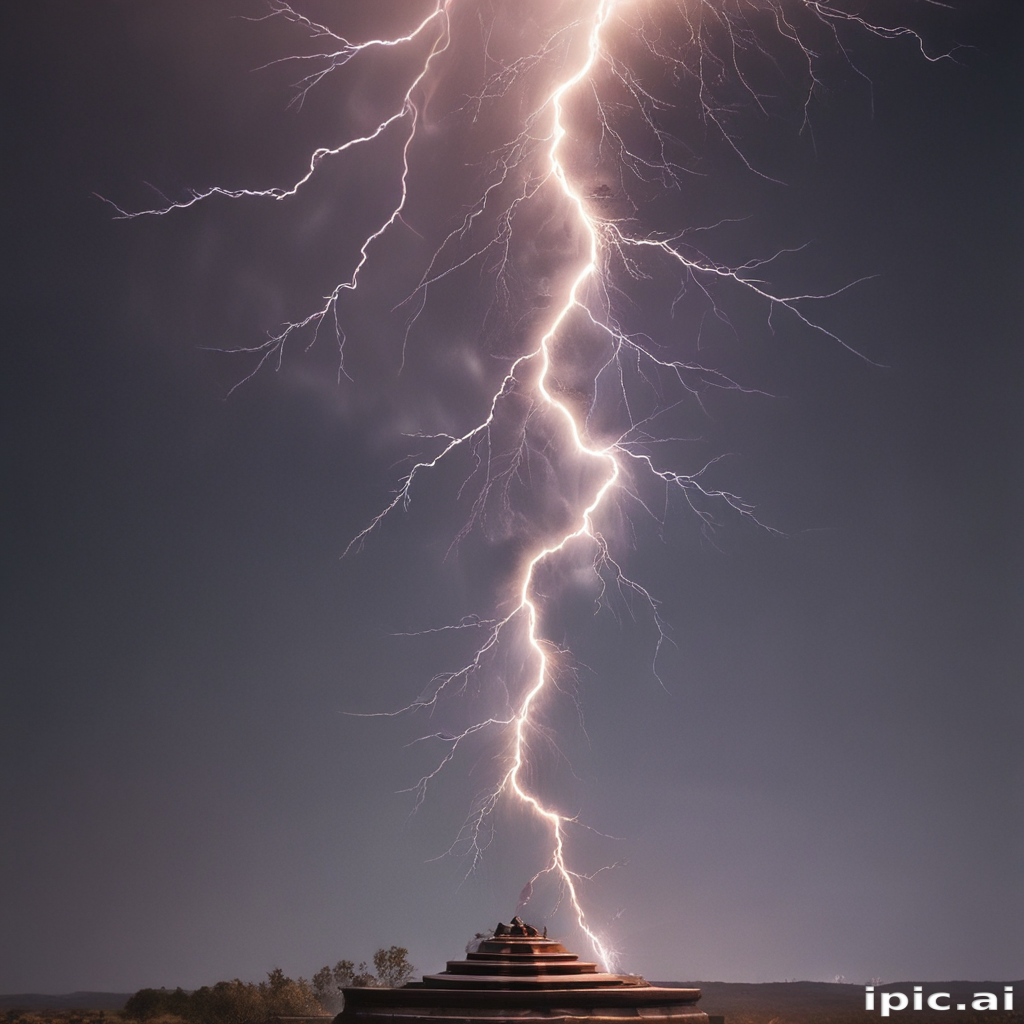 Majestic Lightning Striking Down from a Stormy Night Sky Above