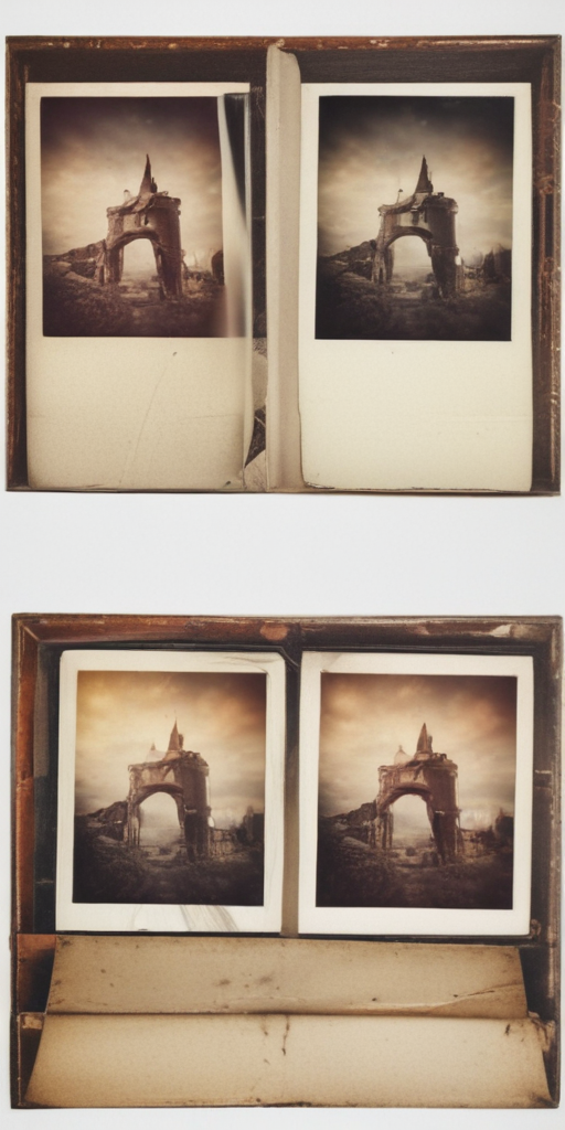 Faded Polaroid Memories of a Forgotten Archway in Timeless Landscapes