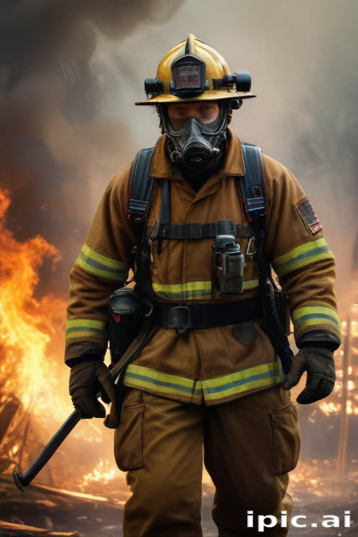 Brave Firefighter Courageously Battling Flames in a Dangerous Environment