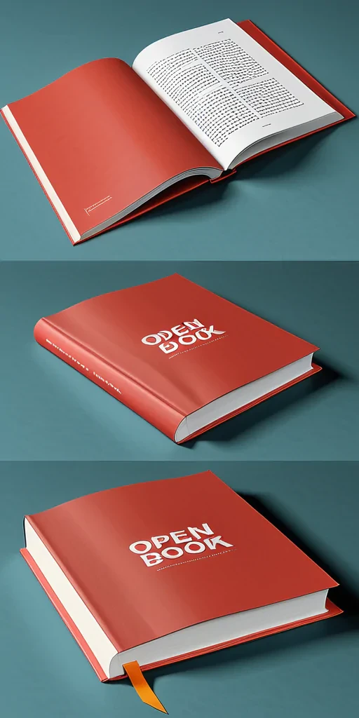 An Elegant Open Book Design Showcasing Its Red Cover and Pages
