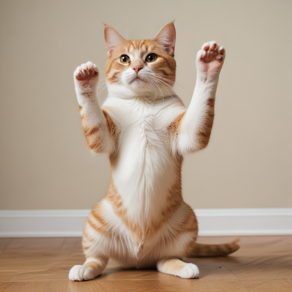 FLEXING CAT STRETCHING HIS BODY