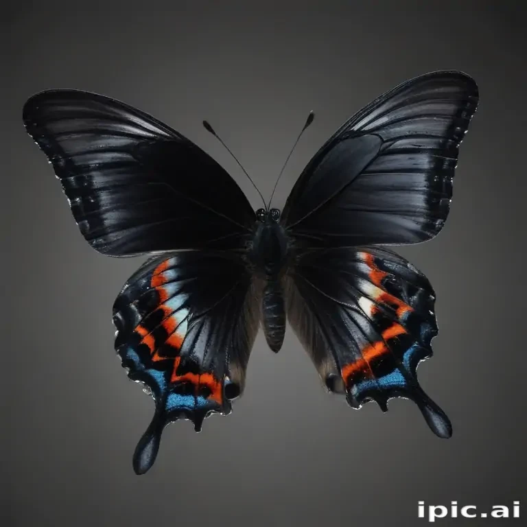 Stunning Black Butterfly with Vibrant Blue and Orange Wing Patterns