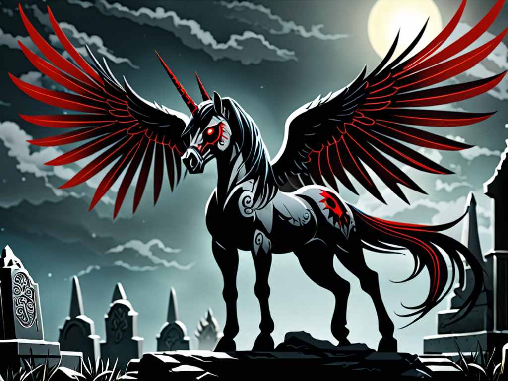 mlp pony necromancer dark alicorn white face red eyes red and black ...
