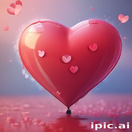A Colorful Heart-Shaped Balloon Surrounded by Floating Love Hearts.