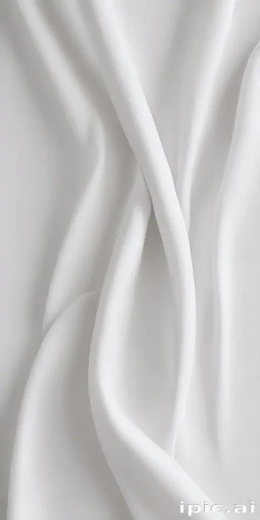 Elegant White Fabric Draped Gracefully with Soft, Flowing Curves and Folds