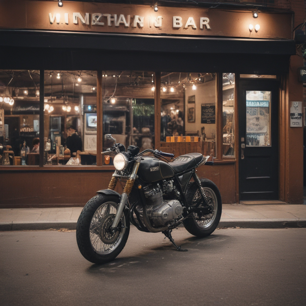 Motorcycle outside of a bar