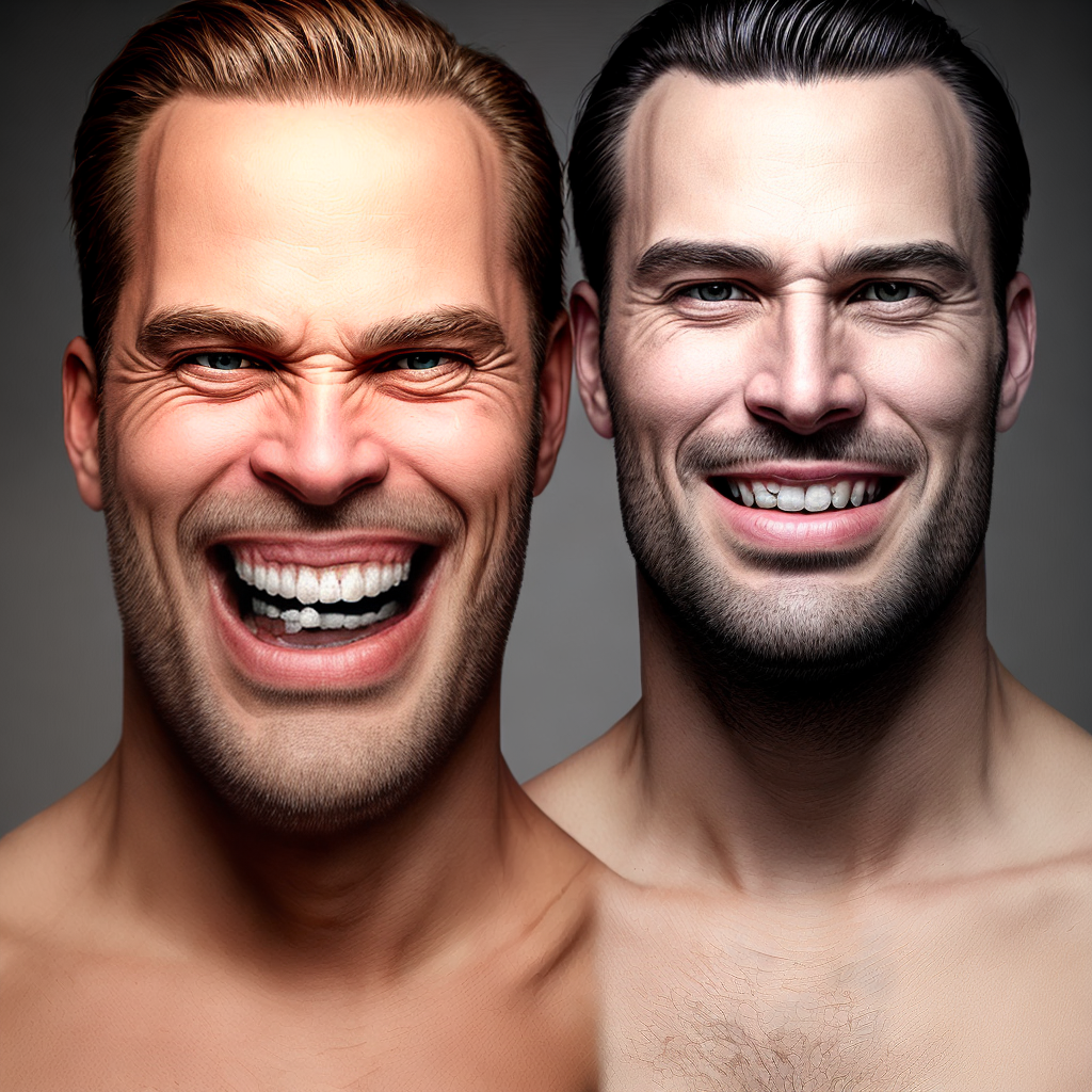 grotesque faces merging together in one body.