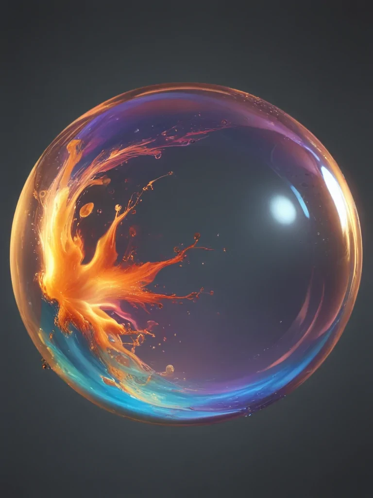 An Ethereal Bubble Capturing the Essence of Fire and Water Together