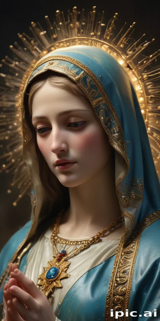 Serene Portrait of a Blessed Virgin Mary in Contemplative Prayer