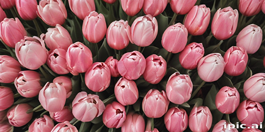 A Beautiful Array of Pink Tulips in Full Bloom Under Soft Lighting.