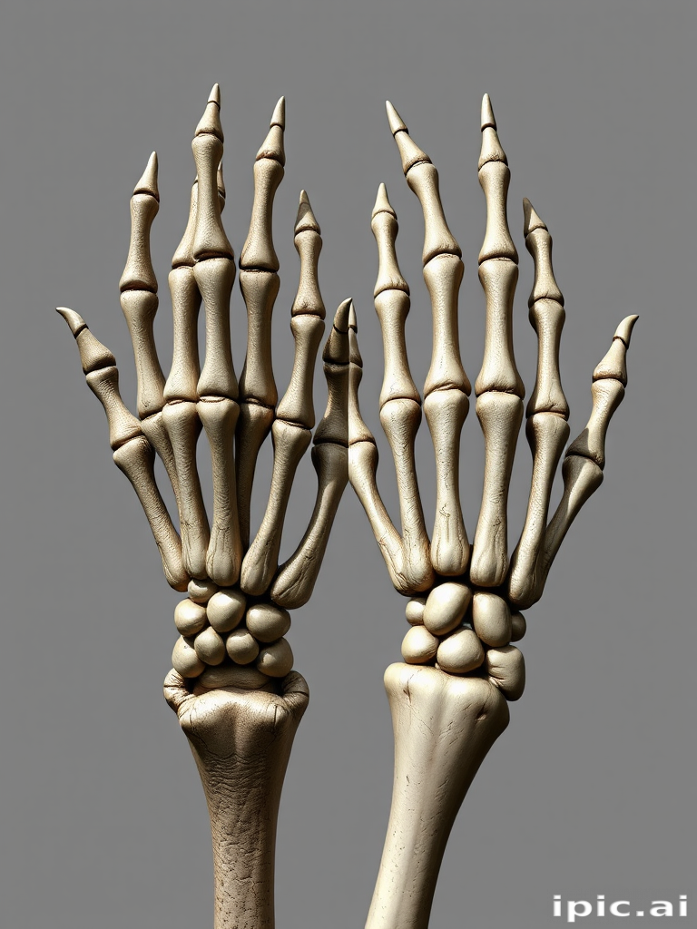 Detailed Anatomical Model of Human Hands Showcasing Skeletal Structure ...