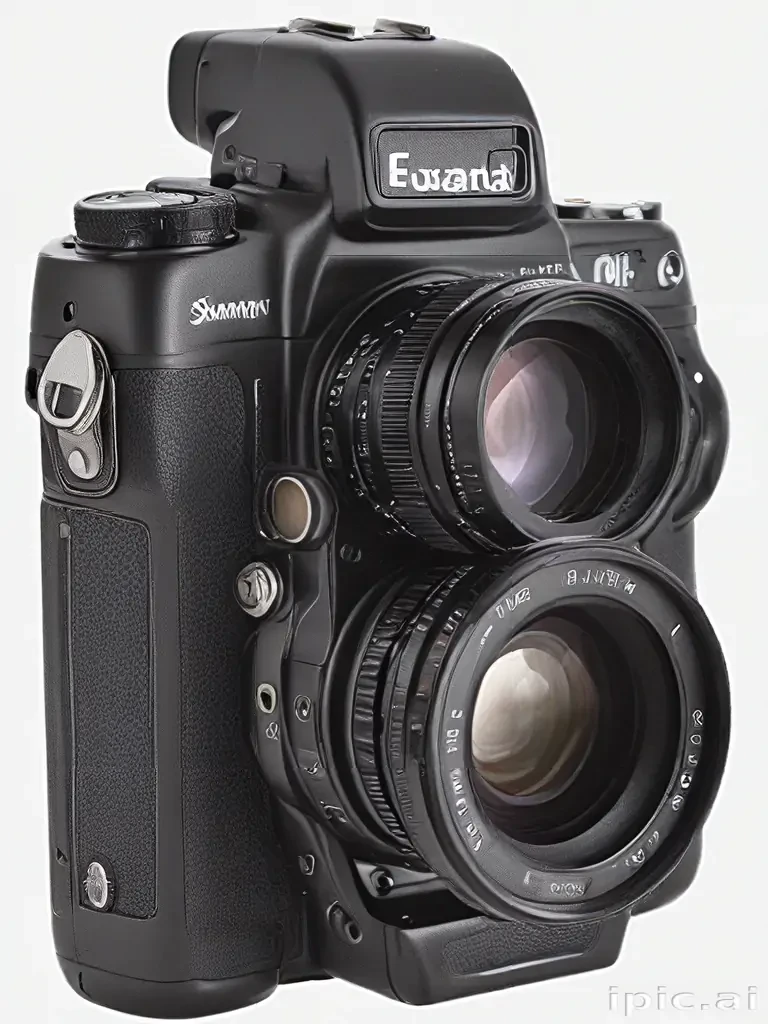 A Classic Twin-Lens Reflex Camera with Dual Lenses and Vintage Design.