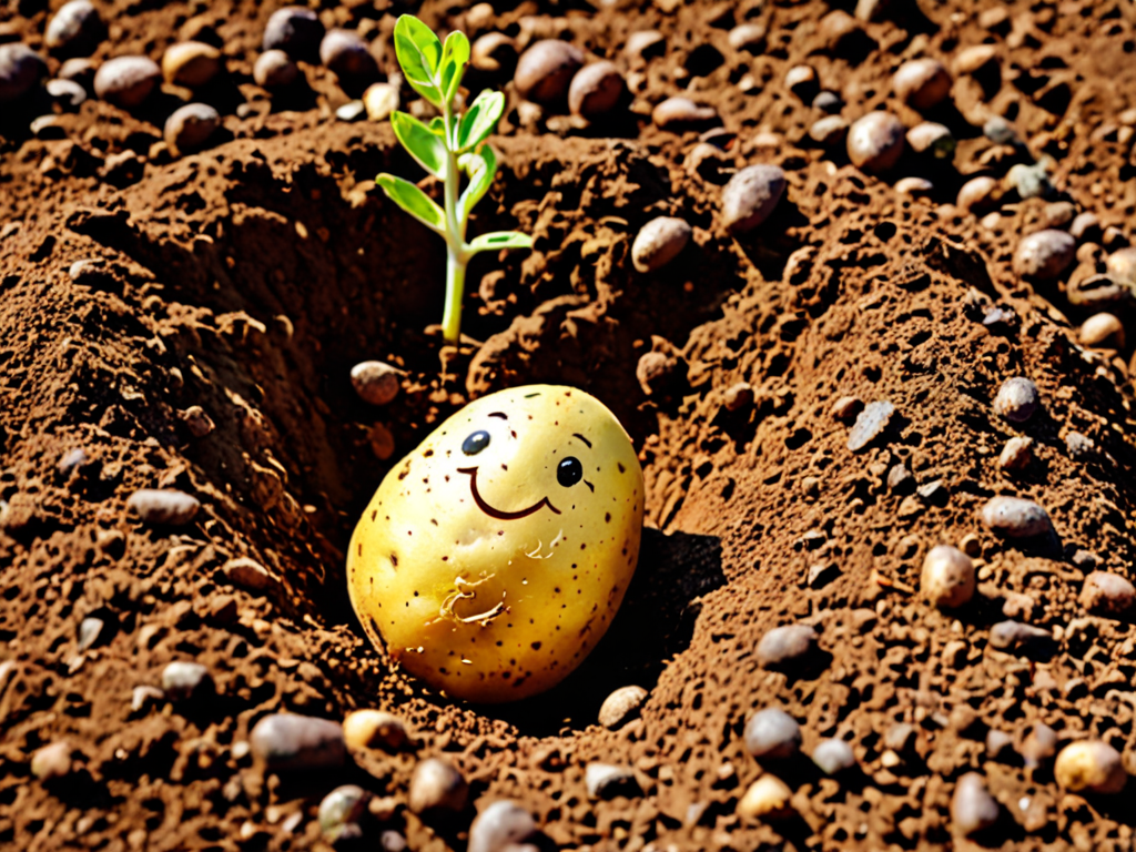 imagine a cute potato getting out of the dirt for the first time