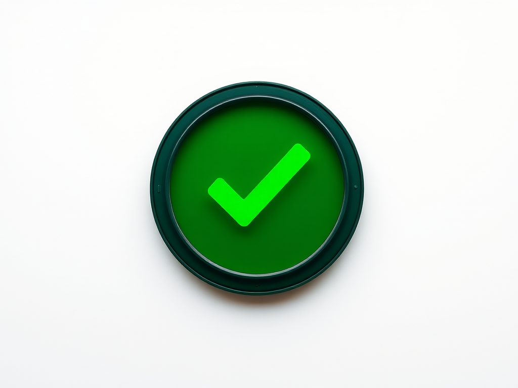 Bright Green Check Mark Signifying Approval on a Clean White Background