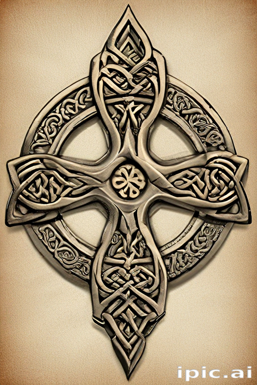 Intricate Celtic Cross Design Featuring Beautiful Knotwork Patterns and ...