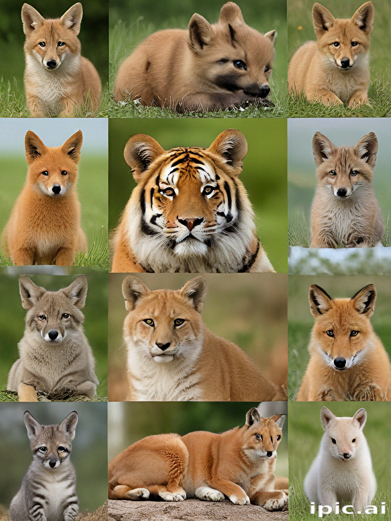 Collage of Adorable Wild Animals Featuring Foxes, Tigers, and More