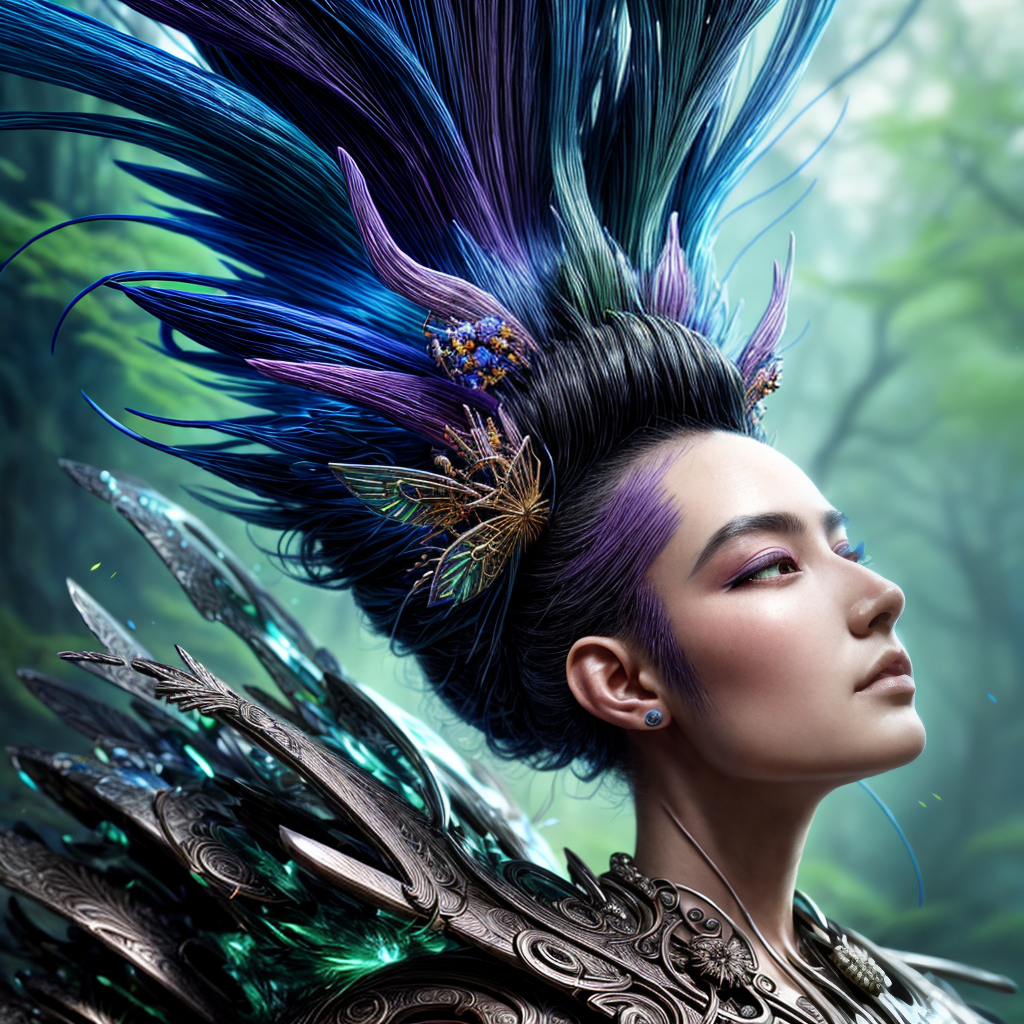 futuristic Goddess of nature, nature meets steampunk, mystical, Mohawk ...