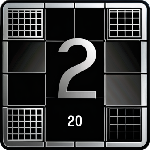 3x3 numbered grid, icon metallic silver black background, rounde border