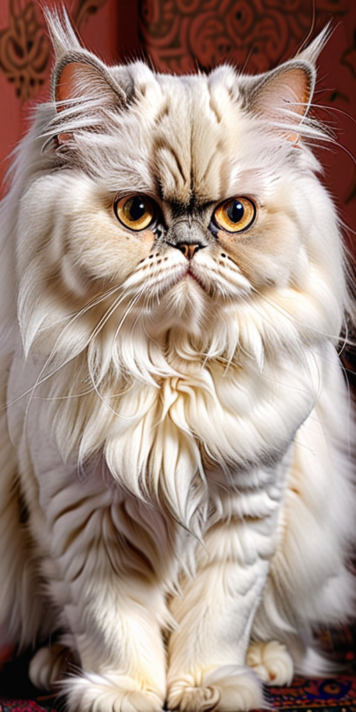 A Majestic Persian Cat with Luxurious Fur and Striking Eyes.