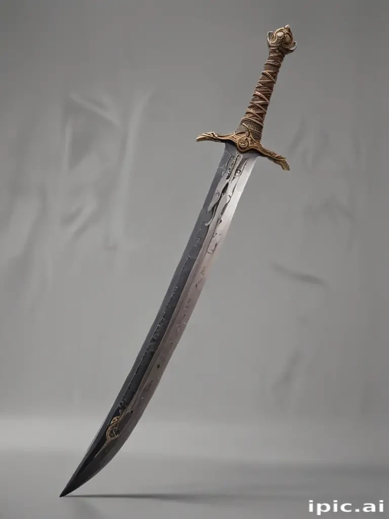 Exquisite Fantasy Sword with Intricate Design and Elegant Handle Detailing