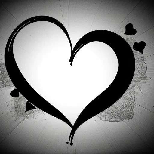 Stylized Black Heart Design Surrounded by Subtle Decorative Elements