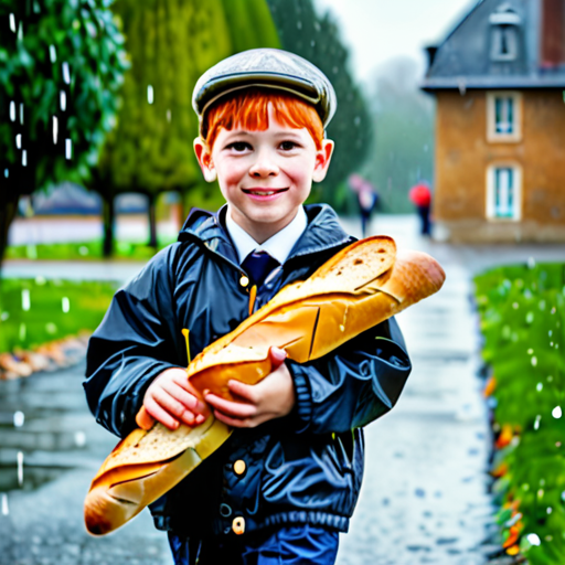 a Ginger french person with his face showing with a baguette and french ...